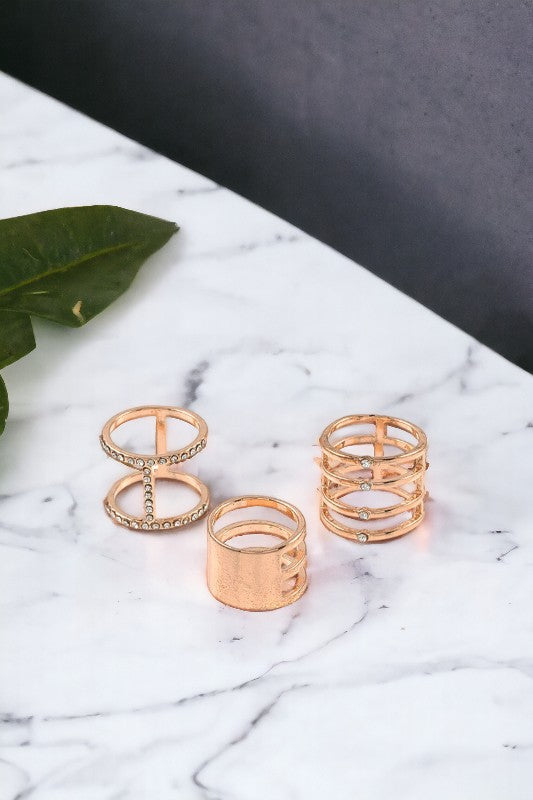 Multi Row Triple Ring Set – LA Bijoux