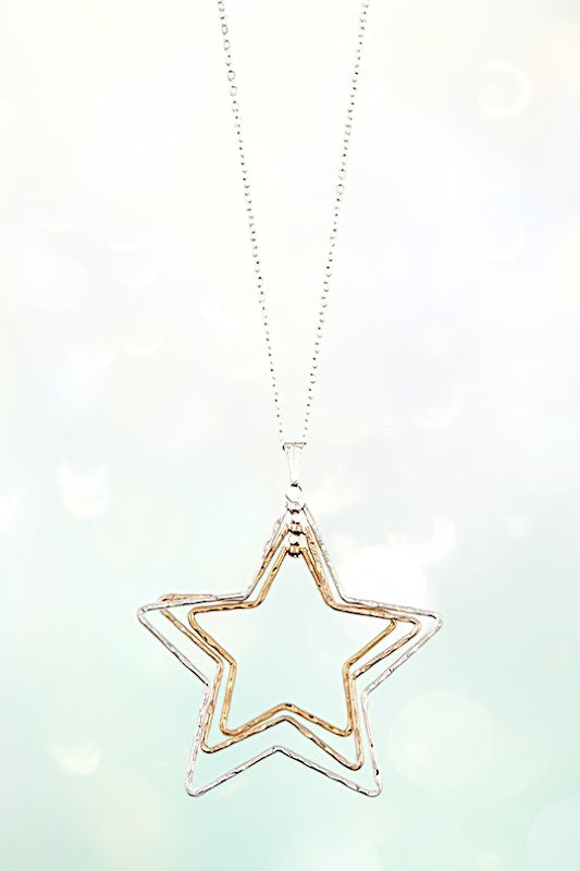 DOUBLE OUTLINED STAR PENDANT NECKLACE SET – LA Bijoux